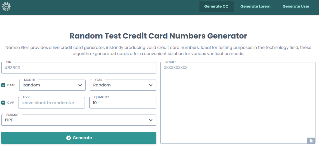 Is NamsoGen a Reliable Tool for Generating Random Credit Card Numbers?